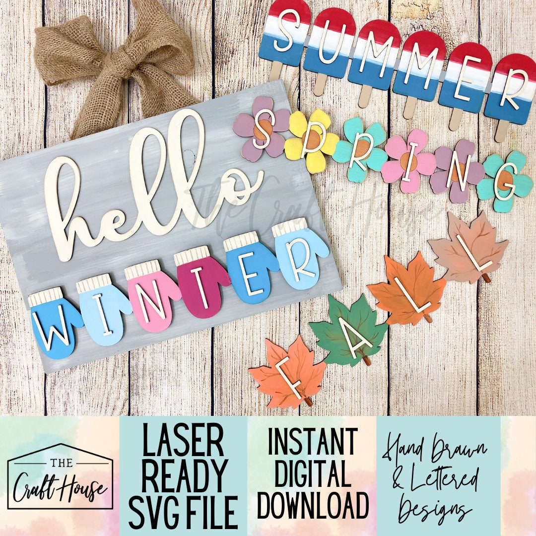 Hello Seasons Interchangeable Sign SVG Digital Download for Glowforge ...