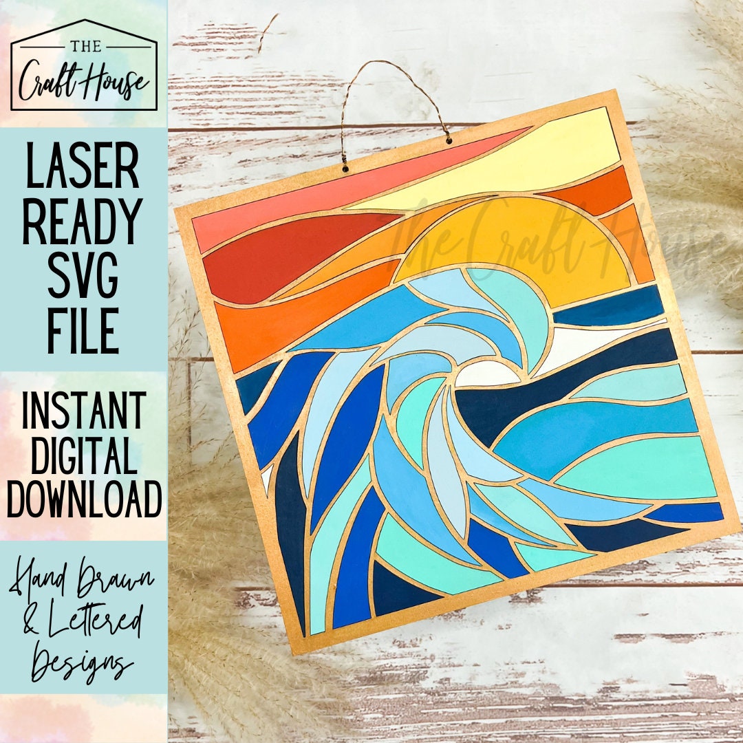 Faux Stained Glass Wave _ Laser SVG _ Digital Download for - Etsy