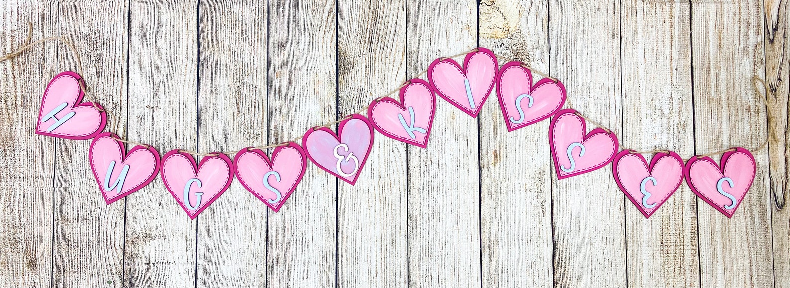 SVG Hugs & Kisses Valentines Banner - Digital Download for Glowforge ...