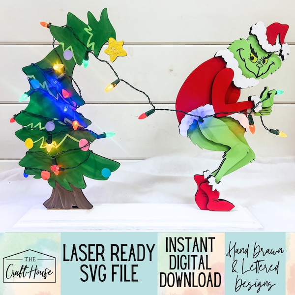 Grinch Stealing Lights Laser File - Etsy