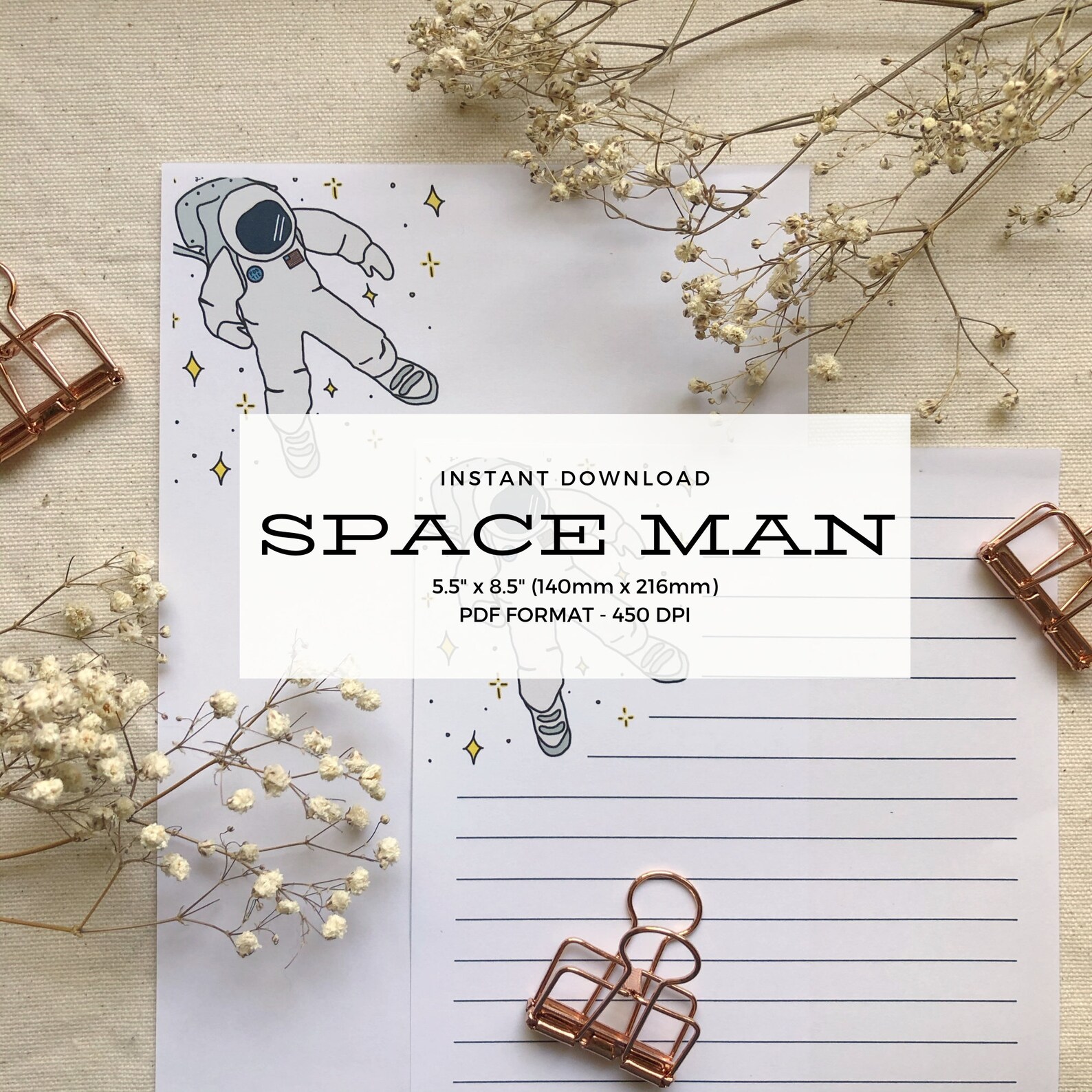 Space/Astronaut Themed Letter Writing PaperSet for Snail | Etsy