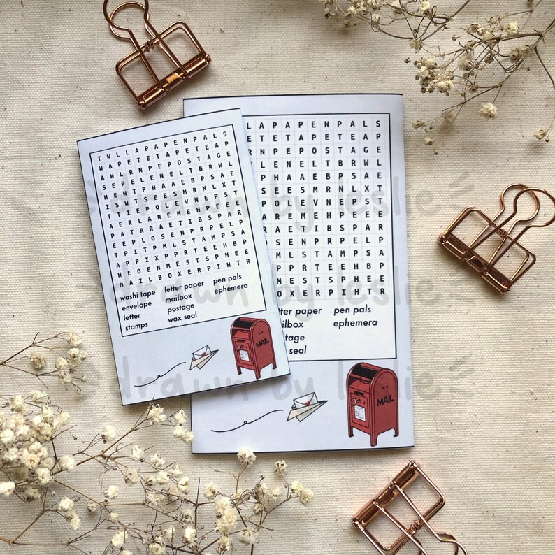 Mail Time Themed Pocket Word Search Puzzle for Pen Pals | Etsy