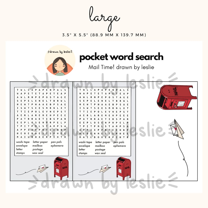 Mail Time Themed Pocket Word Search Puzzle for Pen Pals | Etsy