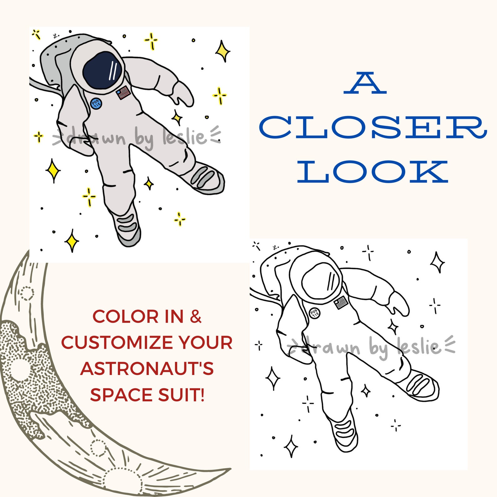 Space/Astronaut Themed Letter Writing PaperSet for Snail | Etsy