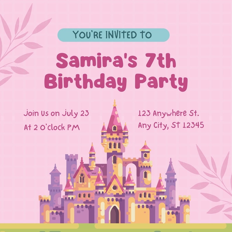 Disney Castle Birthday Invitation - Etsy