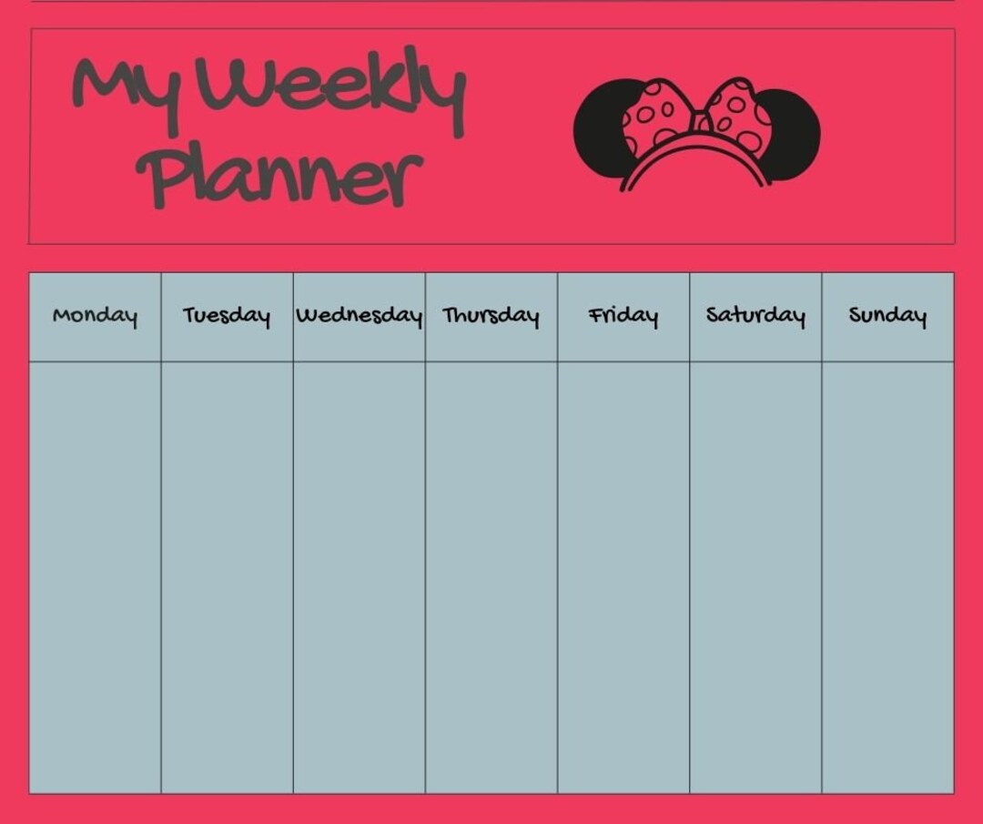 Minnie Mouse Weekly Planner - Etsy