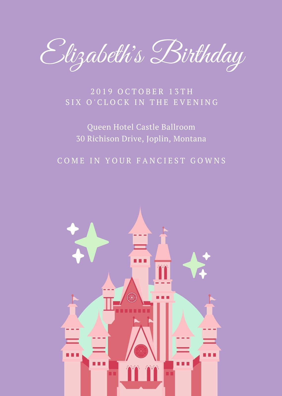 Princess Castle Birthday Invitation - Etsy
