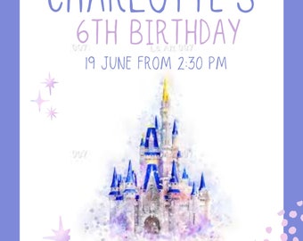 Disney Castle Themed Birthday Party Invitation Silhouette DIGITAL FILE ...