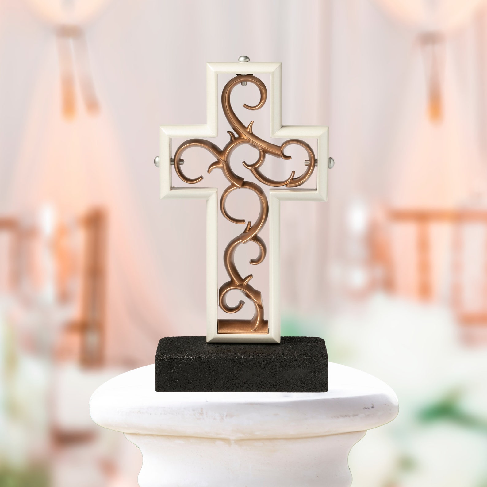 The Unity Cross® Pearl White and Desert Rose Unity Candle - Etsy