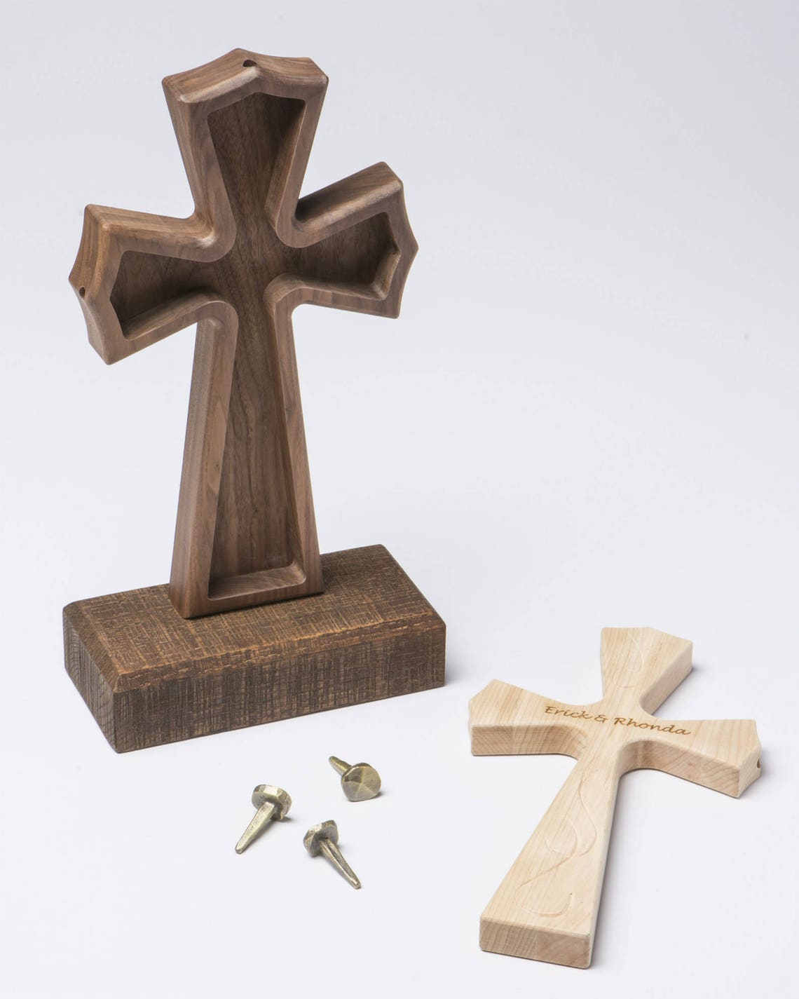 Unity Cross ® Solid Black Walnut and Curly Maple Wood With - Etsy
