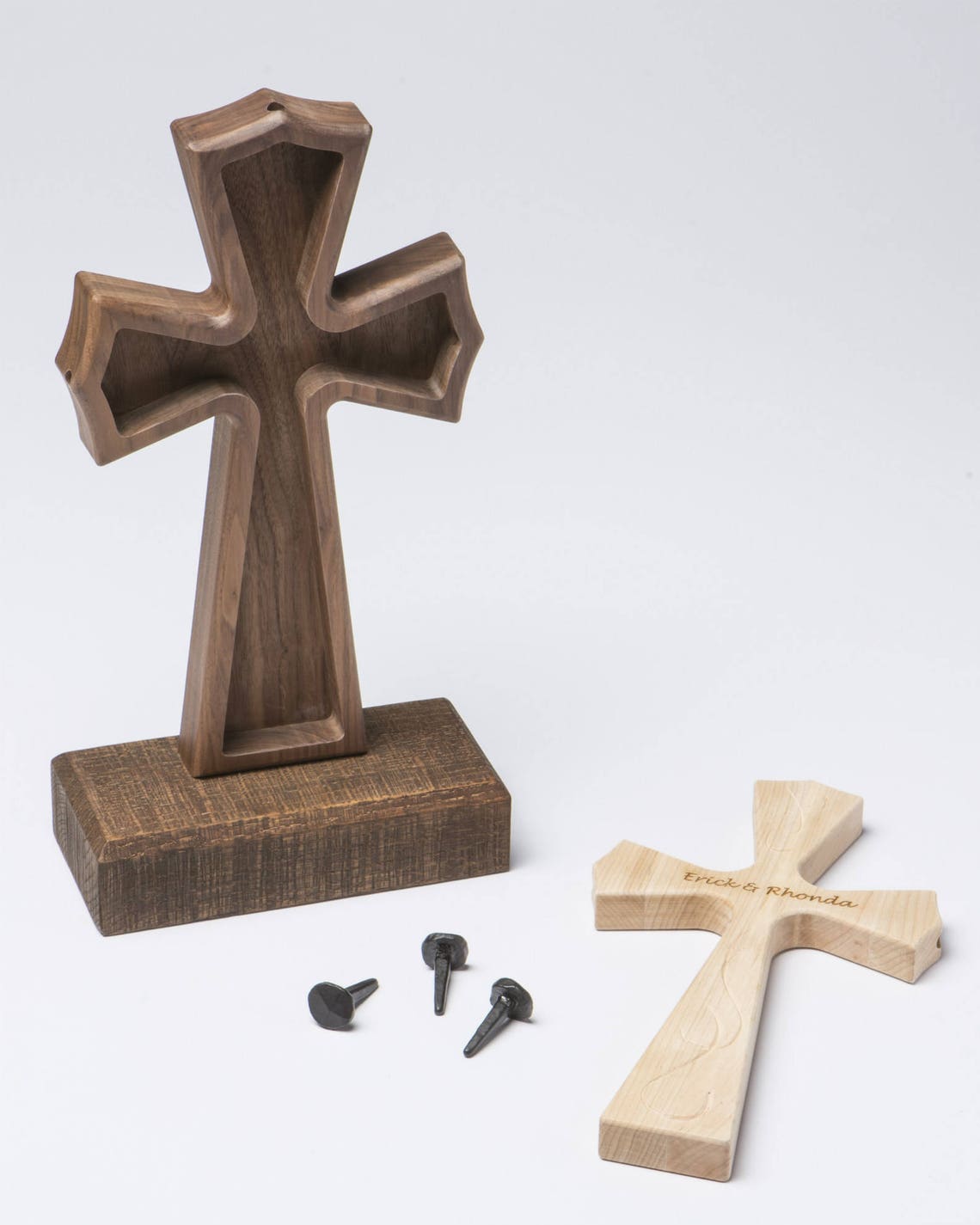 Unity Cross ® Solid Black Walnut and Curly Maple Wood With | Etsy