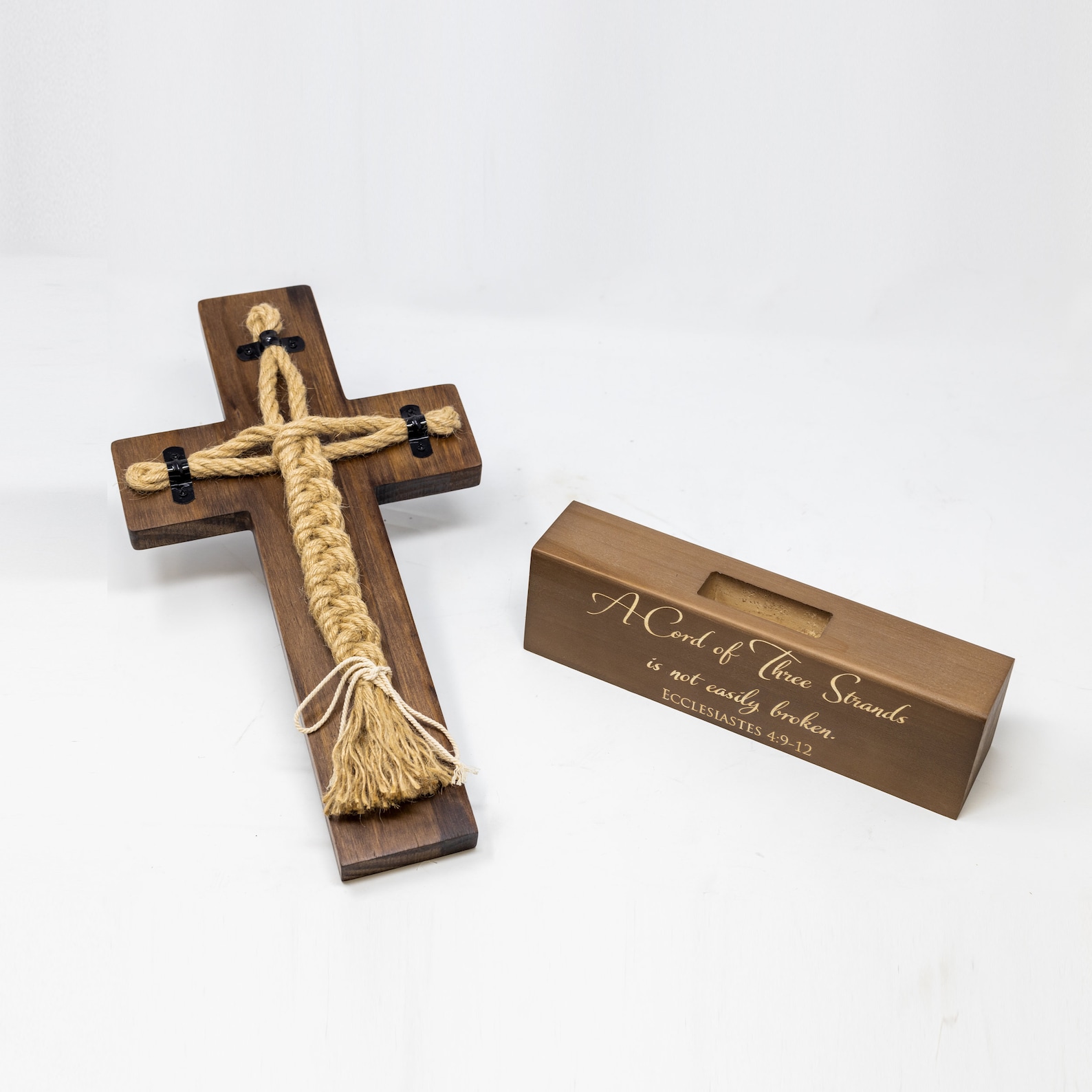 Wedding Cord of Three Strands Ceremony Cross Natural Wood & Rope Unity ...