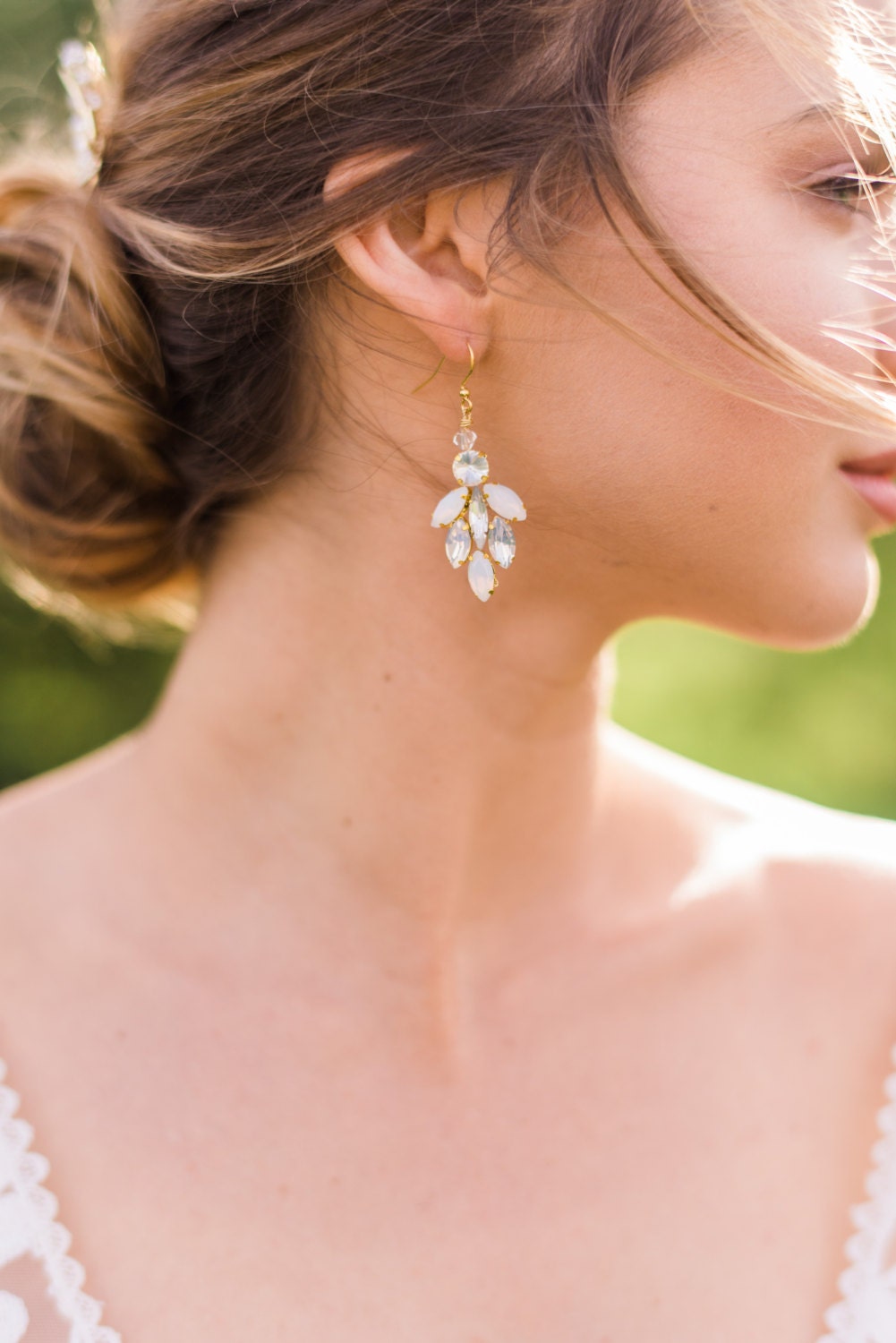 Gold Earrings Gold Bridal Earrings Crystal Earrings Beaded Earrings ...