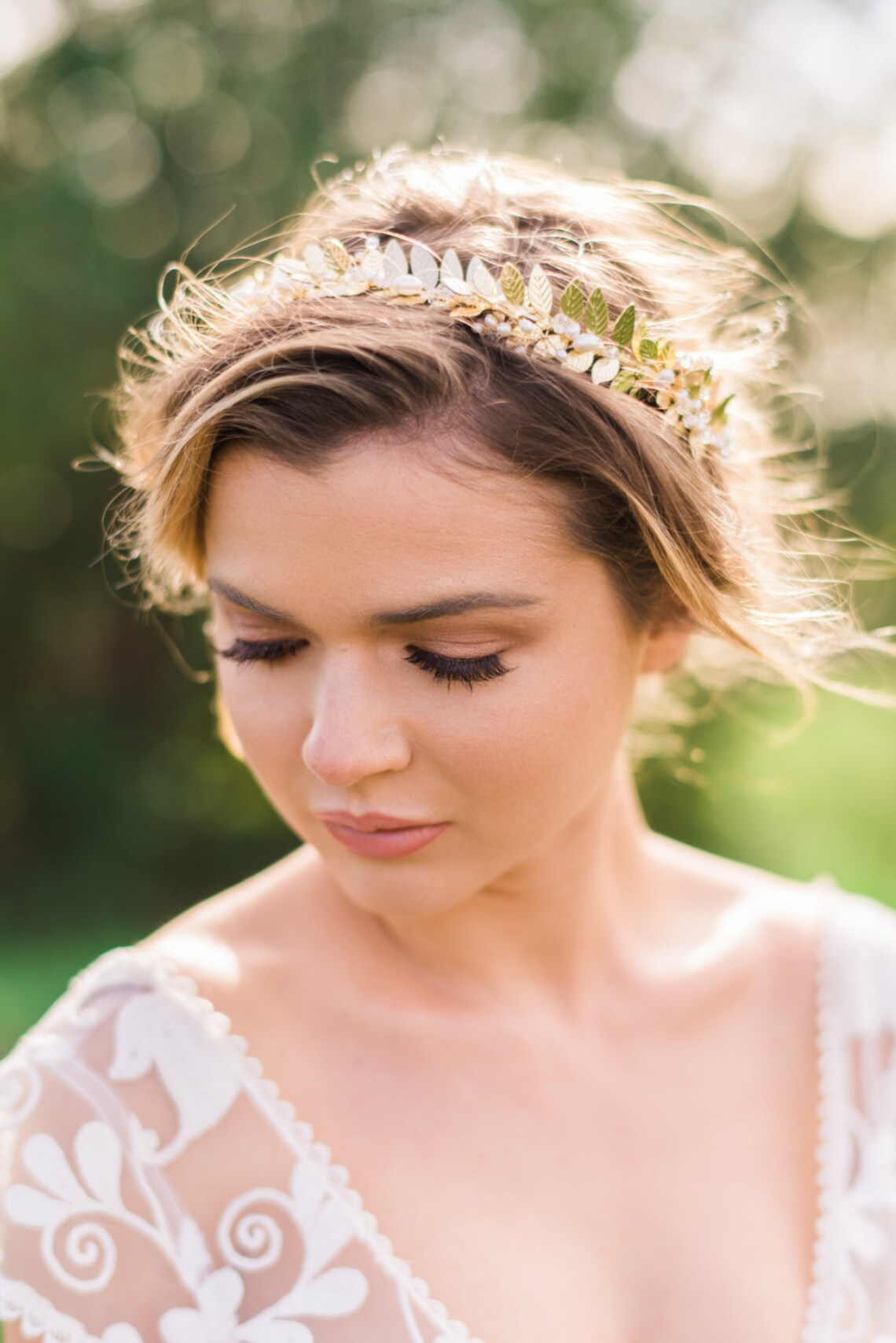 Bridal Leaf Crown Gold Leaf Headband Gold Bridal Wreath Silver Leaf ...