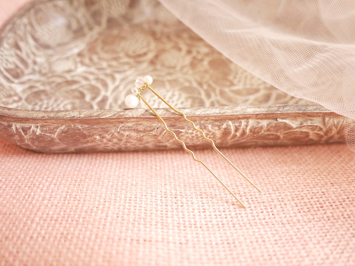 Set of 5 Gold Beaded Hair Pin Set of 5 Pearl Hair Pin Bridal | Etsy