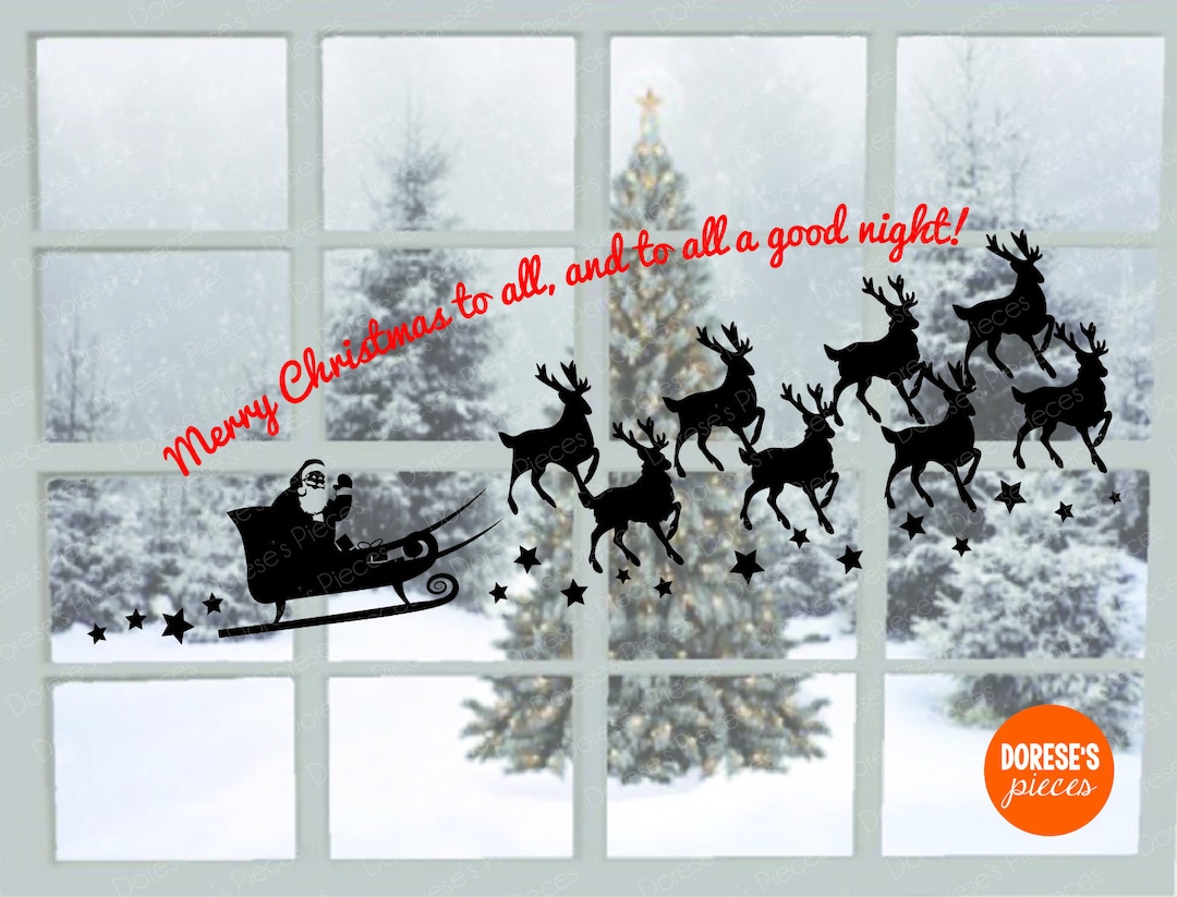 Santa's Sleigh, Christmas Vinyl Window Decal - Etsy