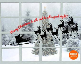 Santa's Sleigh & Reindeer Wall Decal Kit Christmas - Etsy