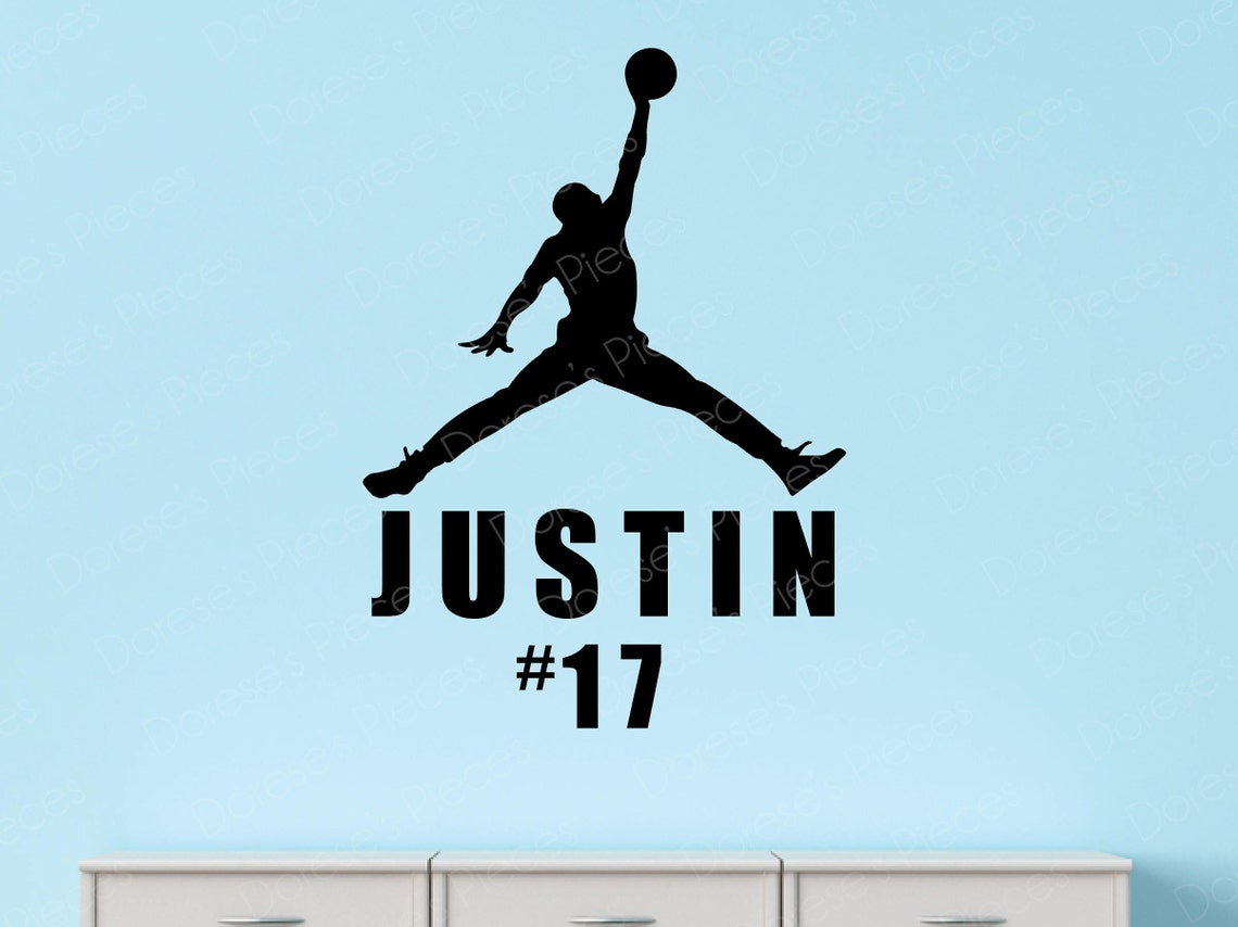 Personalized Air Jordan Basketball Wall Decal Customized | Etsy