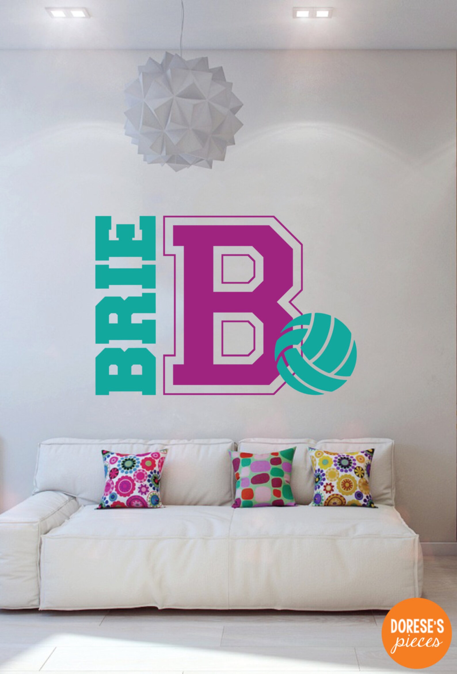 Varsity Monogram With Customized Name and Volleyball / and | Etsy