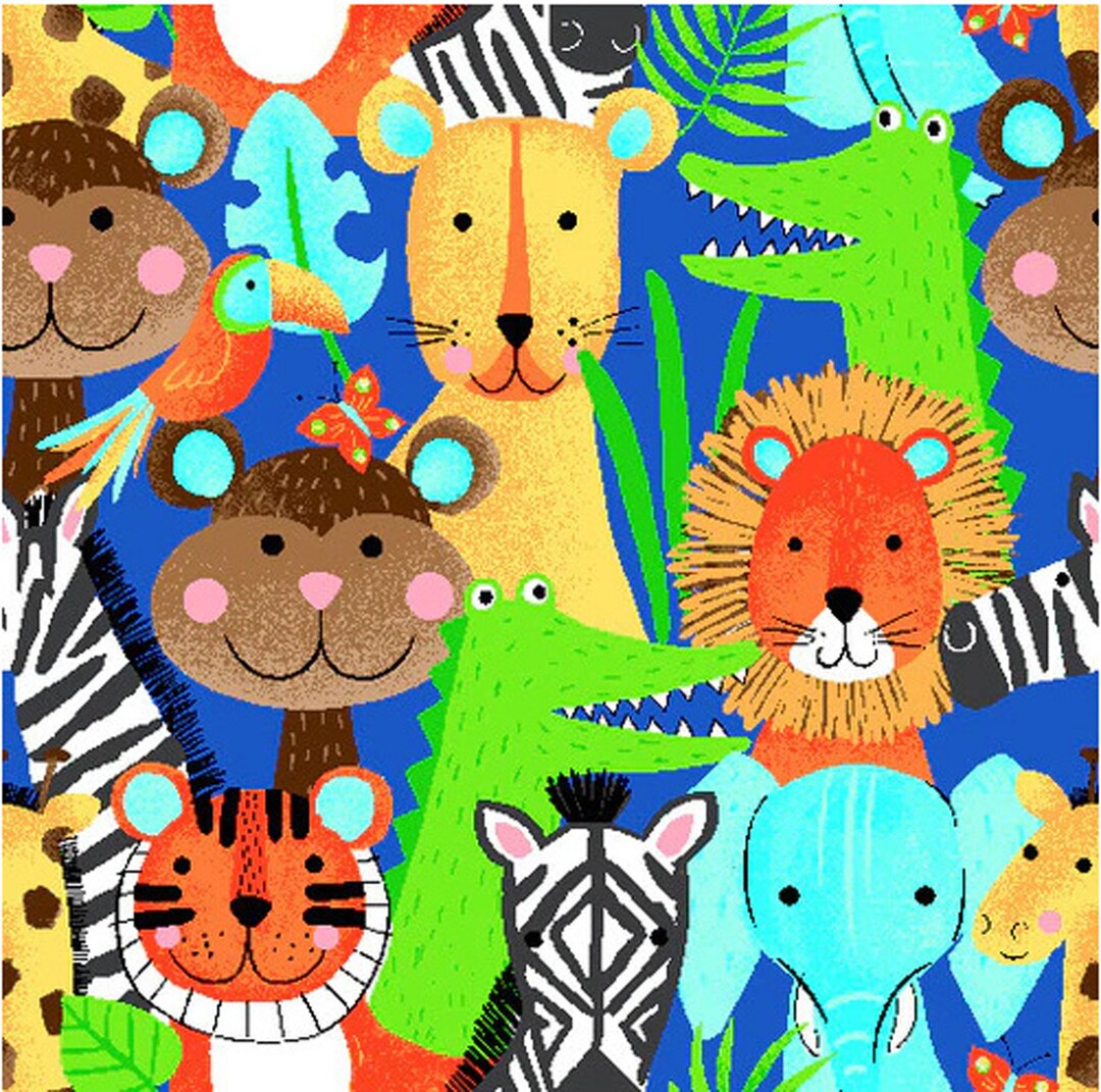 Comfy Cotton Flannel A. E. Nathan- Animal Kingdom - Safari Animals - by ...