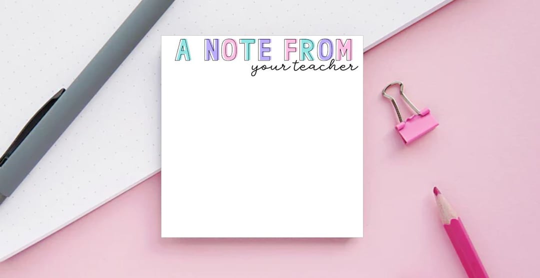 A Note From Your Teacher - Stationery - 4x4 Notepad - Etsy