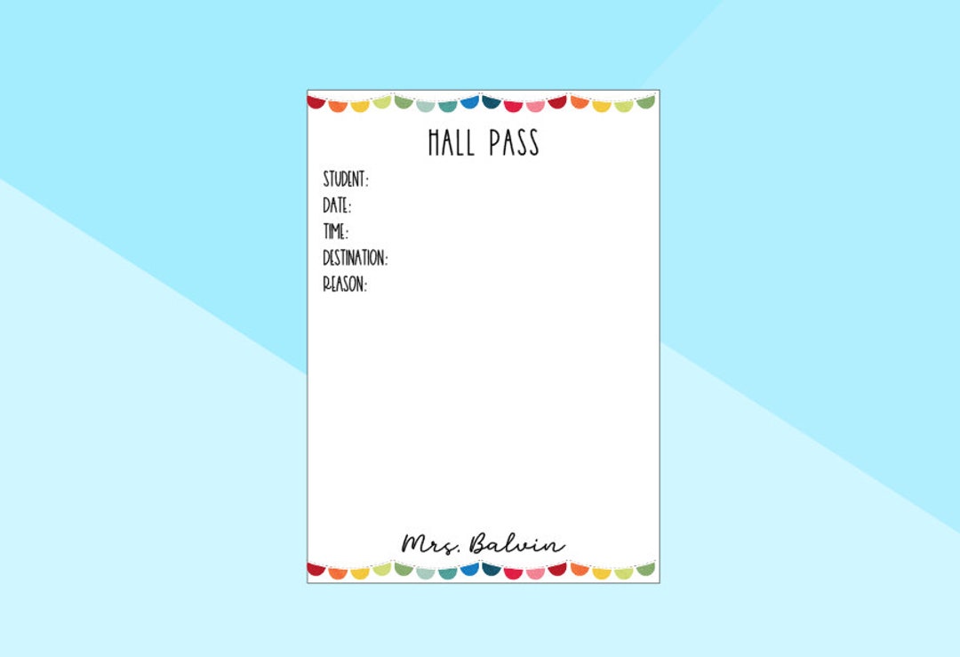 Colorful - Teacher - Hall Pass - Stationery - Personalized Notepad - Etsy