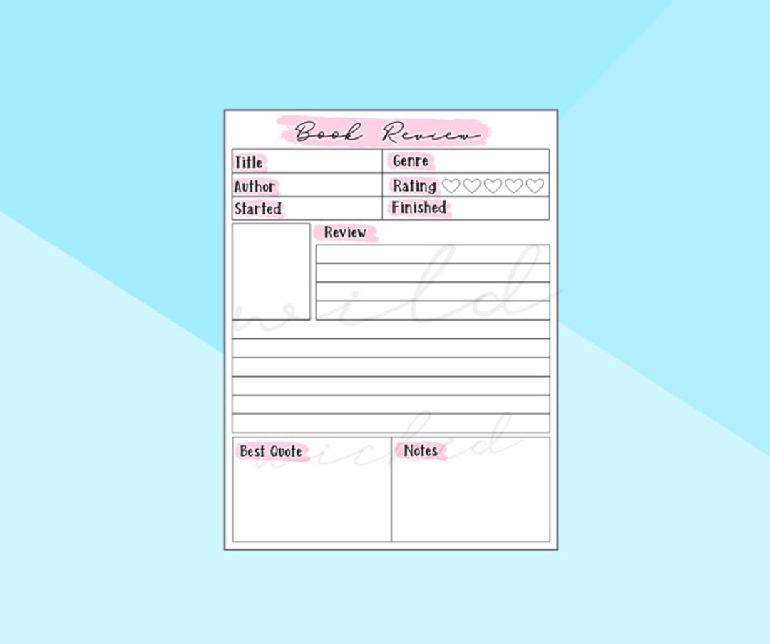 Book Review Notepad - Book Journal - Reading Journal- Book Tracker - Etsy