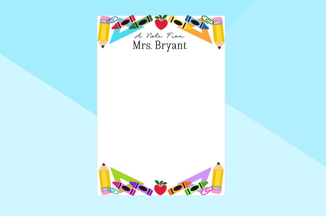 School Supplies Teacher Notepad - Stationery - Personalized Notepad - Etsy