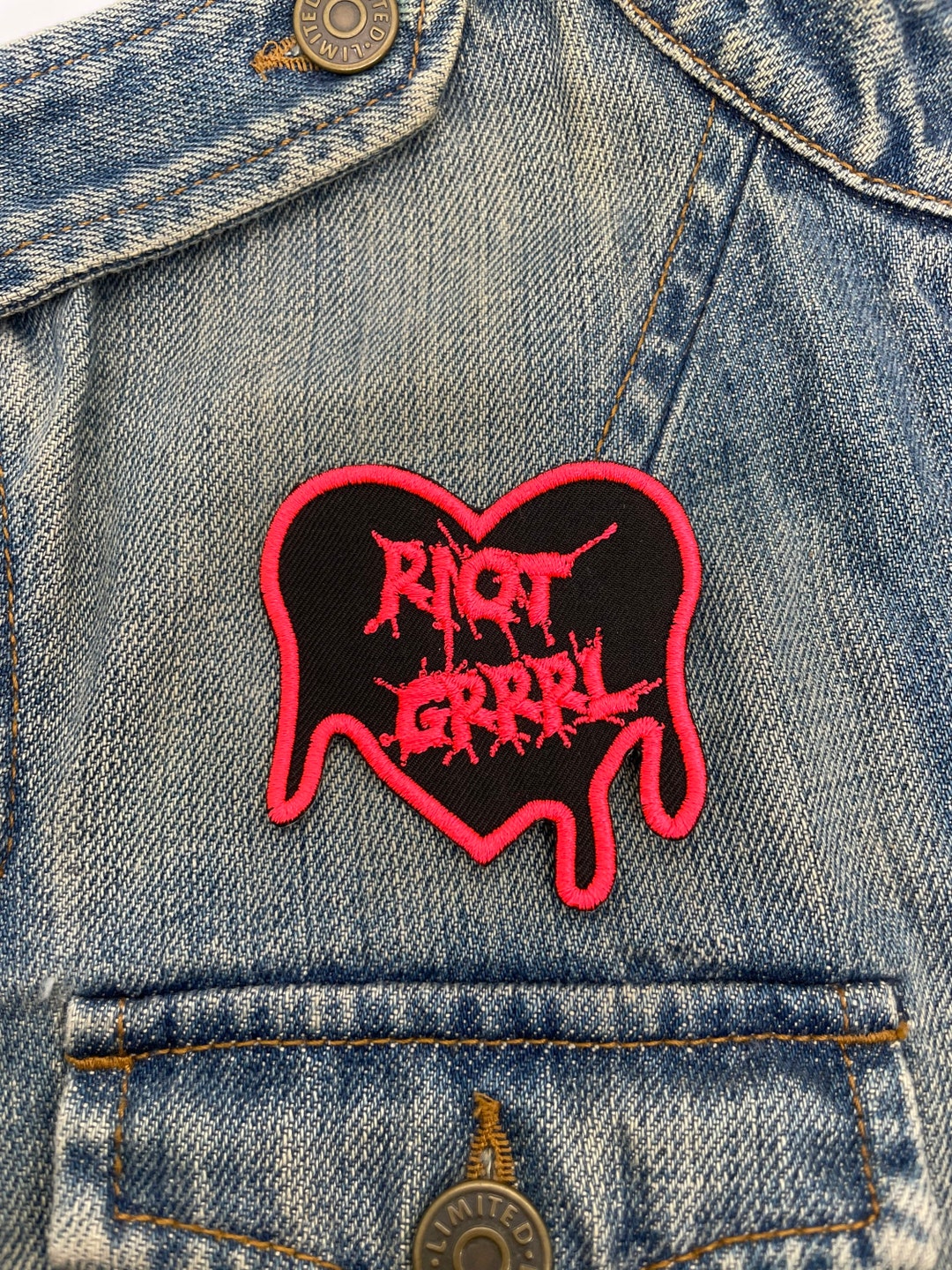 Neon Drip Heart Riot Girl Patch - Etsy