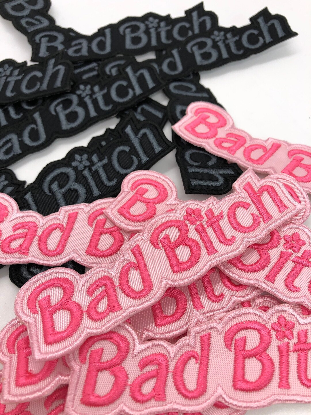 Bad B* Dolly Patch - Pink OR Black - Iron on OR Hook Fastener - Etsy