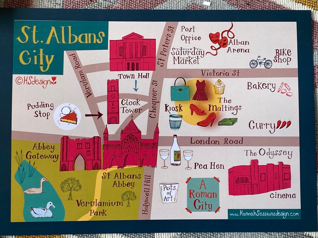 St Albans Map Print - Etsy UK
