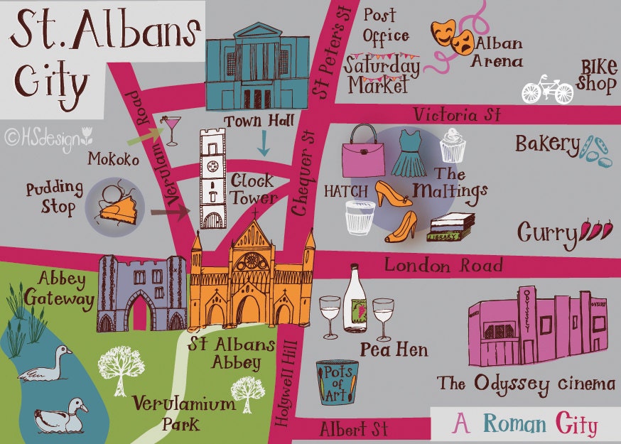 St Albans Map Print - Etsy UK