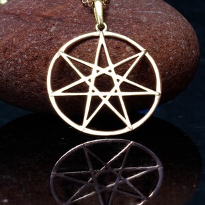 18K Gold Septagram Pendant, Heptagram Necklace, Solid Gold 7 Pointed ...
