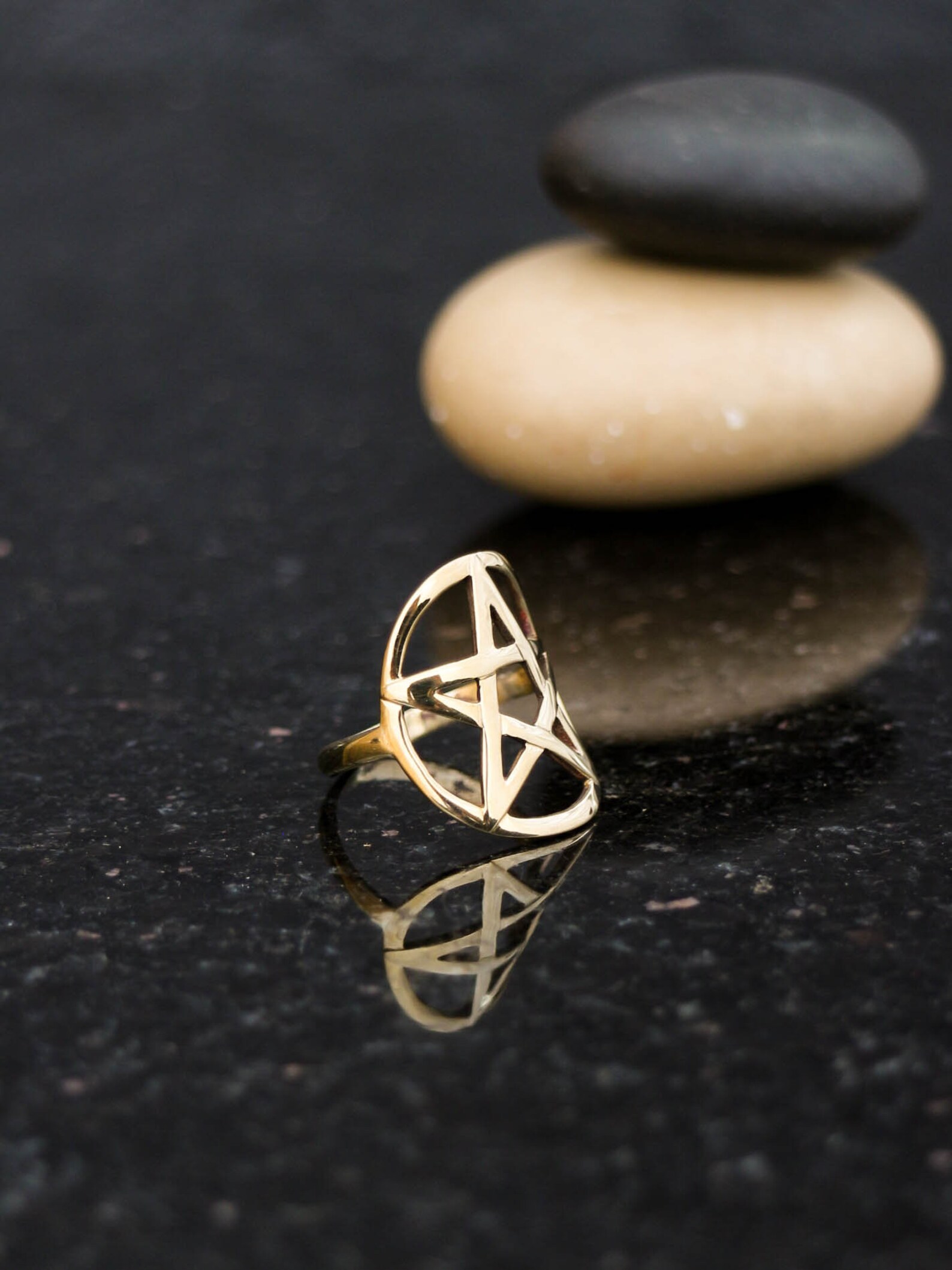 18k Gold Pentagram Ring Pentacle Ring 18 Karat Solid Gold - Etsy