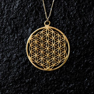 14k Gold Flower of Life Pendant, Flower of Life Necklace, Sacred ...