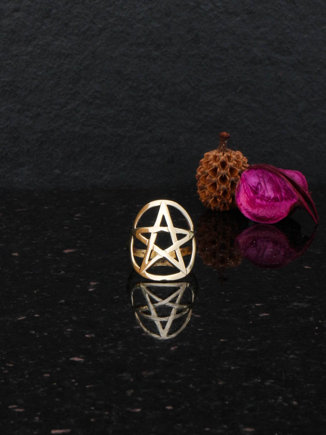 18k Gold Pentagram Ring Pentacle Ring 18 Karat Solid Gold | Etsy