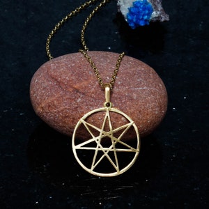 18K Gold Septagram Pendant, Heptagram Necklace, Solid Gold 7 Pointed ...