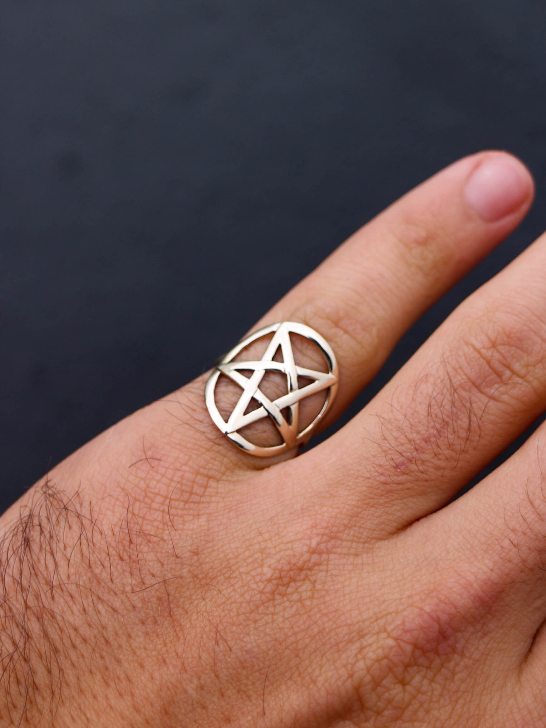 18k Gold Pentagram Ring Pentacle Ring 18 Karat Solid Gold - Etsy Australia