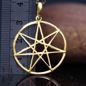 18K Gold Septagram Pendant, Heptagram Necklace, Solid Gold 7 Pointed ...