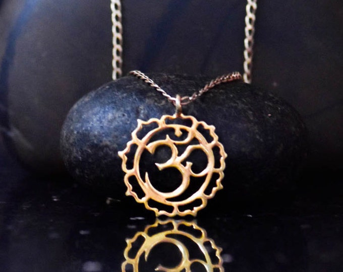 Solid Gold Om Necklace, 14k Gold Om Pendant, Ohm Necklace, Om Charm ...