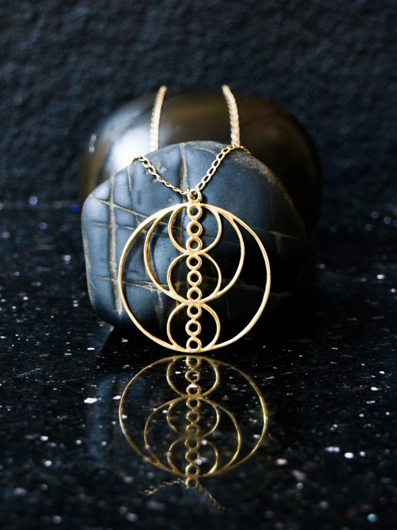 18k solid gold Nikola Tesla pendant Fibonacci necklace 369 | Etsy