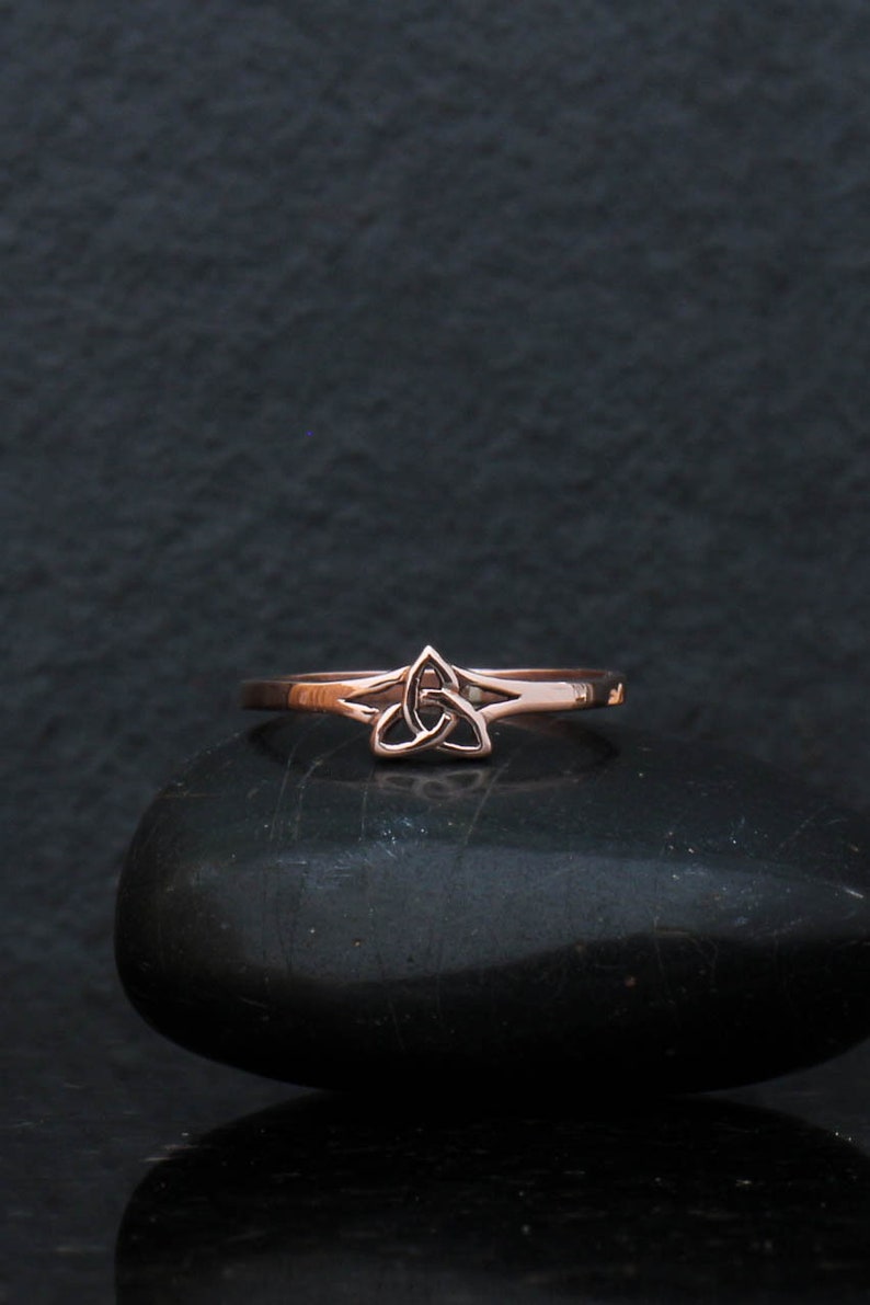 14k Rose Gold Celtic Ring Women Celtic Ring Gift Triquetra - Etsy