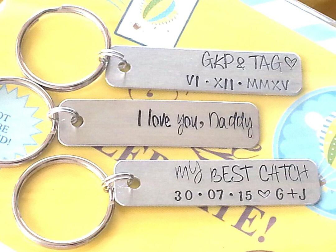 1 X Personalized Handstamped Keychain Keyring Party Favor Gift Charm ...