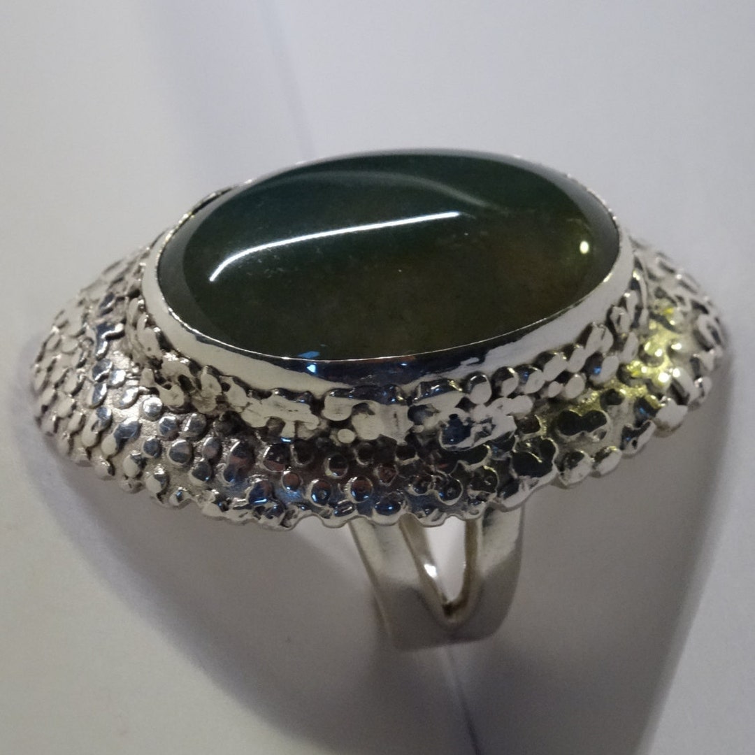 Anillo de plata con ágata de musgo, tamaño de anillo 18, tamaño de EE ...
