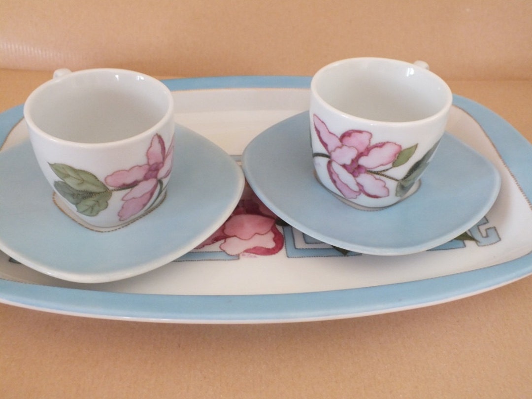 Espresso Coffee Set. 2 Espresso Coffee Cups, Saucers and a Tray. - Etsy