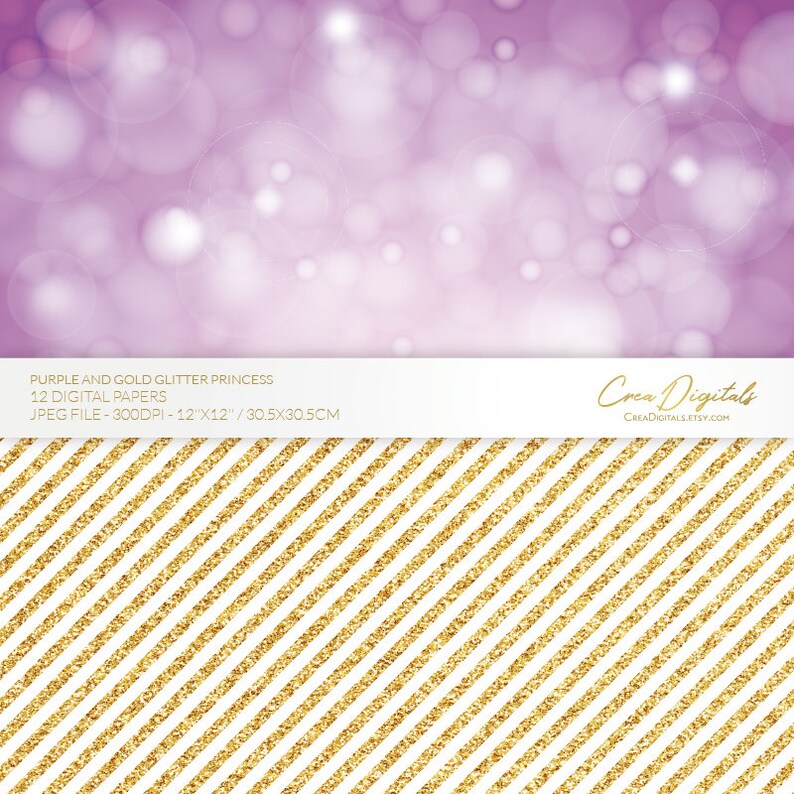 Glitter Fairy Princess 12 Purple and Gold Digital Papers - Etsy