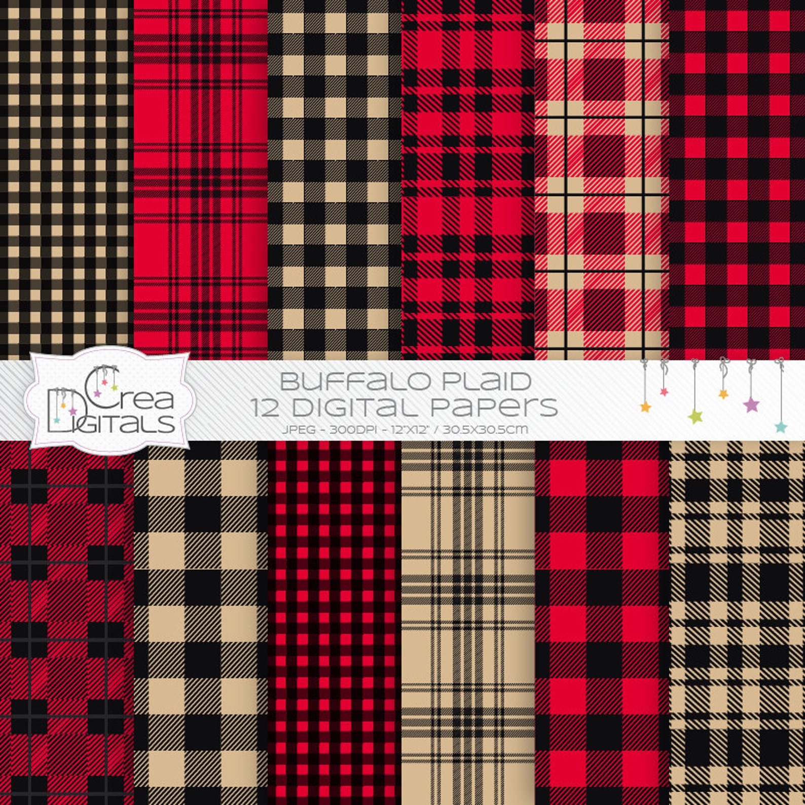 Rustic Lumberjack Buffalo Plaid, 12 Digital Papers, DIRECT DOWNLOAD - Etsy