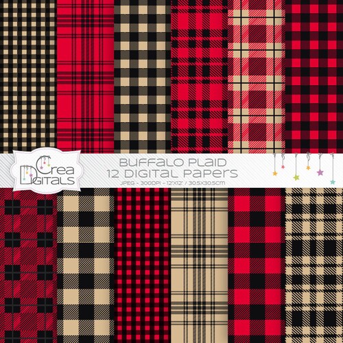 Rustic Lumberjack Buffalo Plaid 12 Wild Woodland Digital - Etsy