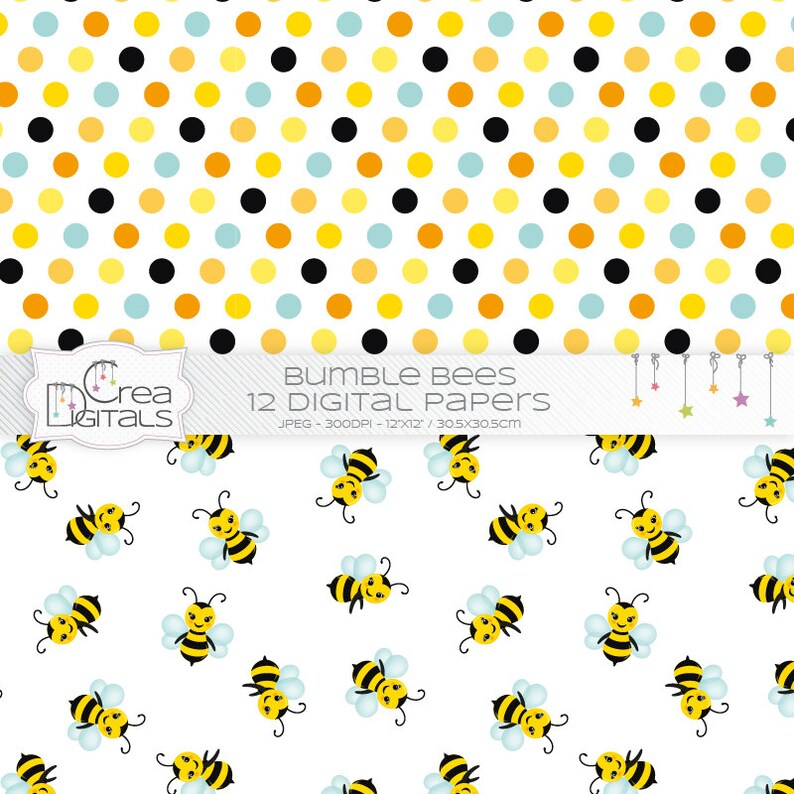 Bumble Bees 12 Yellow Digital Papers DIRECT DOWNLOAD - Etsy