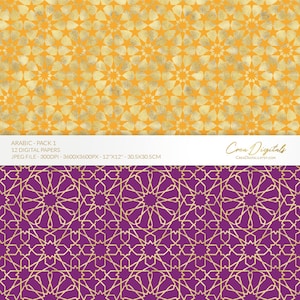 Arabic Pattern, Colorful 12 Digital Paper Pack 1, Pink Seamless ...